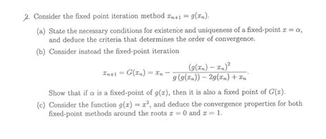 solved 2 consider the fixed point iteration method in 1