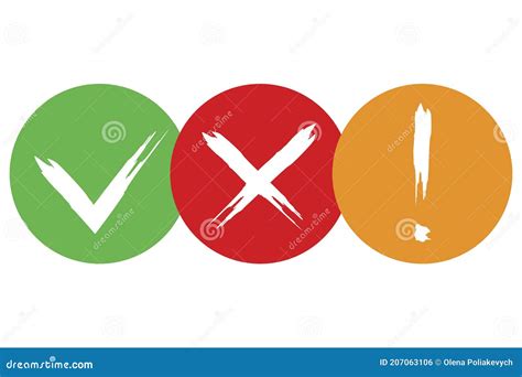 Checkmark Cross And Exclamation Mark Buttons Website Icon Symbol