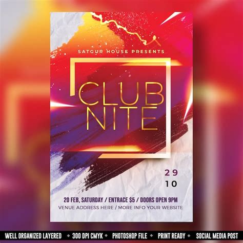 Premium Psd Nightclub Party Flyer Template Social Media Banner