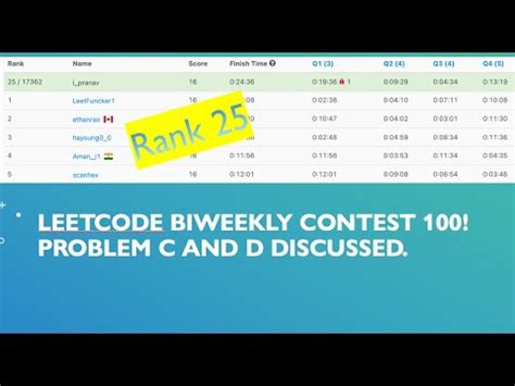 Leetcode Weekly Biweekly Contest 100 Rank 33 YouTube