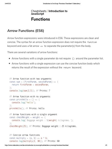 javascript functions cheatsheet codecademy pdf parameter computer programming