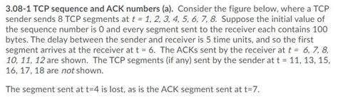 Solved 3 08 1 TCP Sequence And ACK Numbers A Consider The Chegg