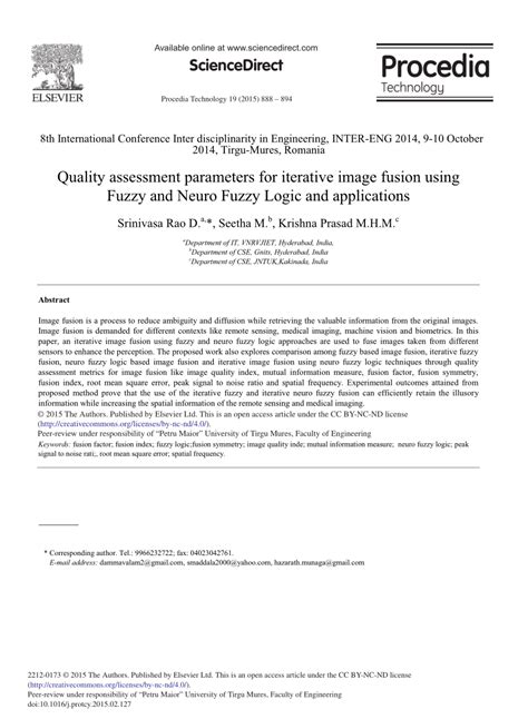 pdf quality assessment parameters for iterative image fusion using fuzzy and neuro fuzzy logic