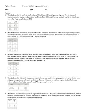 Linear Regression Practice Worksheet