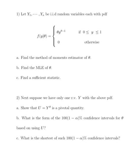 solved 1 let y1 ⋯ yn be i i d random variables each with