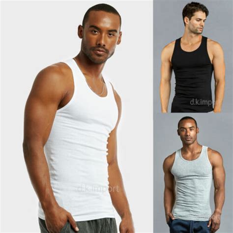 Lot Of 6 Pack Mens Tank Top 100 Cotton A Shirt Wife Beater Ribbed Undershirt Ebay