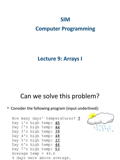lecture 9 arrays i pdf integer computer science data type