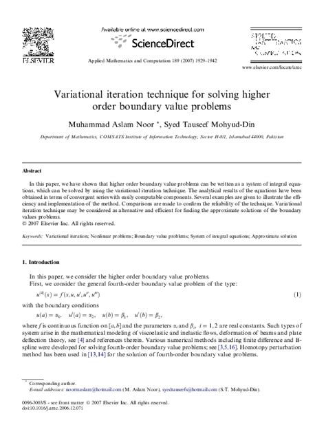 pdf variational iteration technique for solving higher order boundary value problems