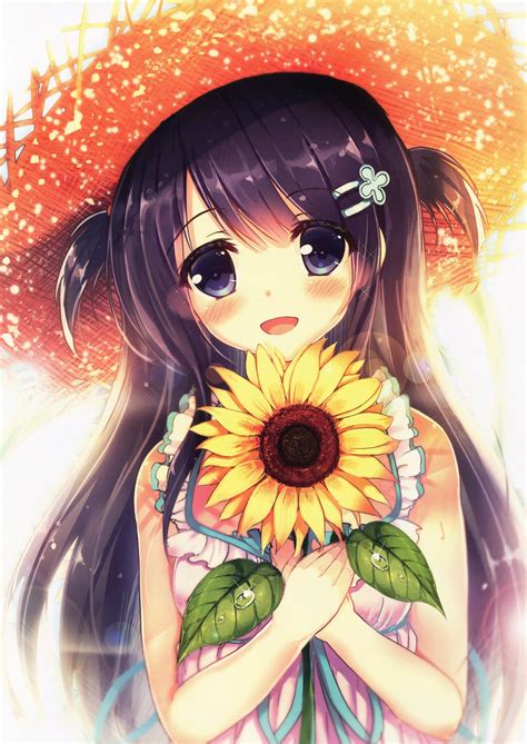 Anime Girl Flowers Wallpapers Top Free Anime Girl Flowers Backgrounds Wallpaperaccess