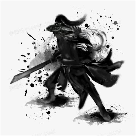 水墨风武侠剑客古风人物元素图片免费下载 PNG素材 编号vd9ip3584 图精灵