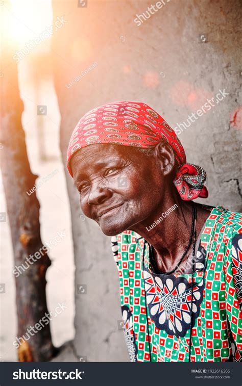 Sunset Portrait Old African Woman Sitting Stock Photo 1922616266