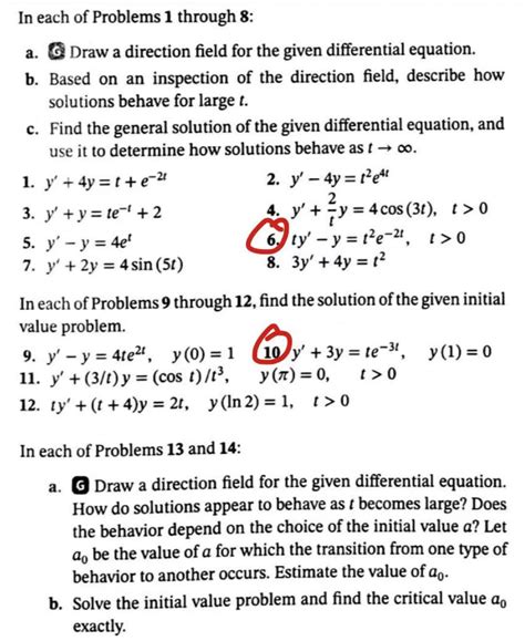 solved in each of problems 1 through 8 a draw a direction