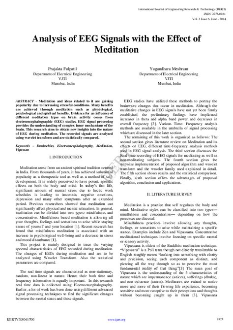 pdf ijert analysis of eeg signals with the effect of meditation ijert journal