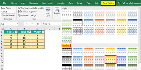 Excel Table Styles Formats How To Create Example Template