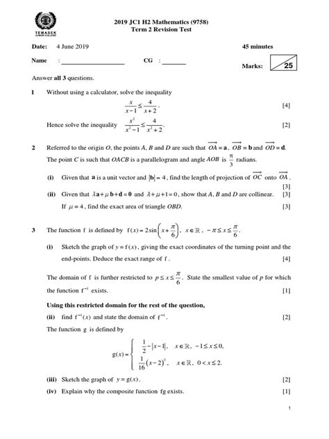 h2 mathematics term 2 revision test solving inequalities properties of parallelograms