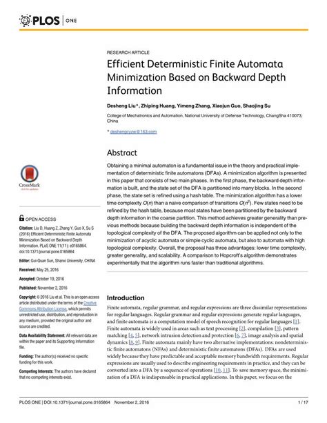 PDF Efficient Deterministic Finite Automata Minimization Based