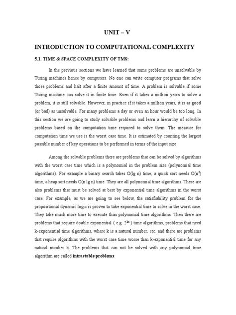 unit v introduction to computational complexity 5 1 time and space complexity of tms pdf