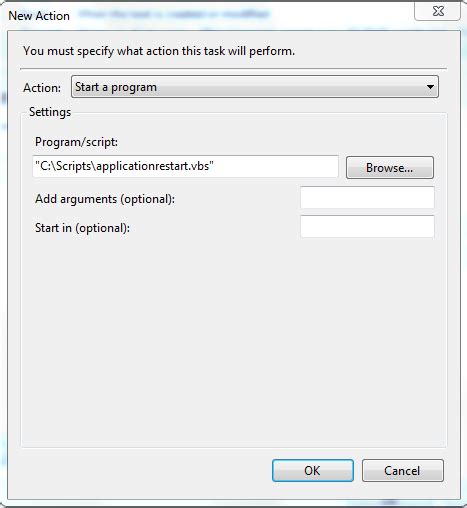 how to correctly use vb script in task scheduler without a bat file programming and development