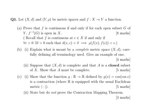 solved q3 let x d and y ρ be metric spaces and f