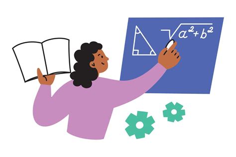 Illustration Of A Student Or Teacher Writing Geometric Formulas And