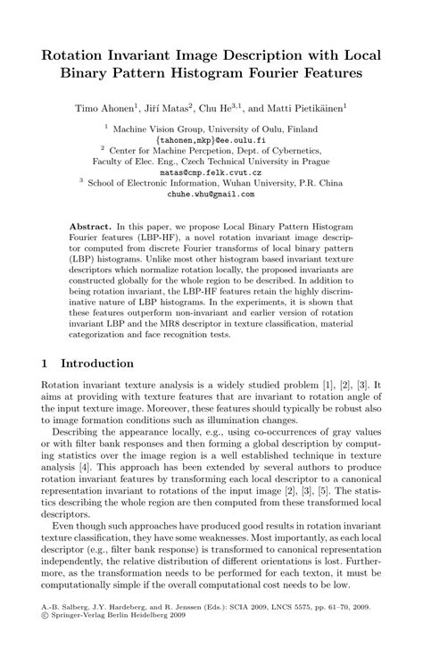 pdf rotation invariant image description with local binary pattern histogram fourier features