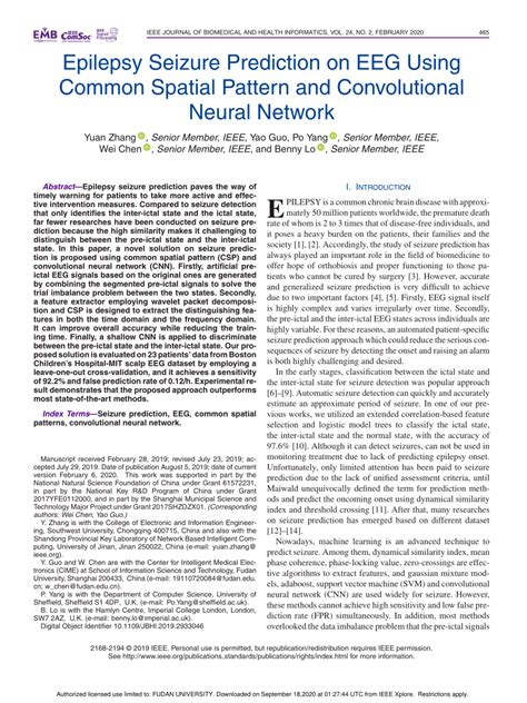 pdf epilepsy seizure prediction on eeg using common spatial pattern and convolutional neural