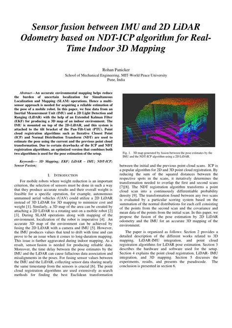 pdf sensor fusion between imu and 2d lidar odometry based on ndt icp algorithm for real time