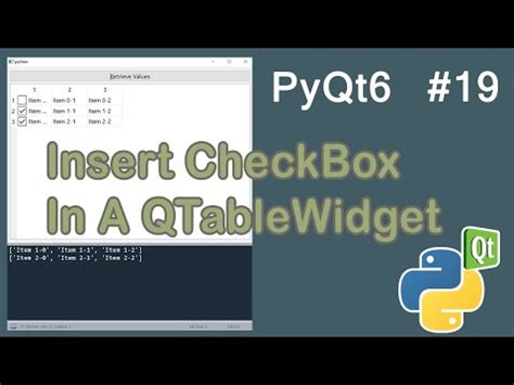 Insert CheckBoxes To QTableWIdget PyQt6 Tutorial YouTube