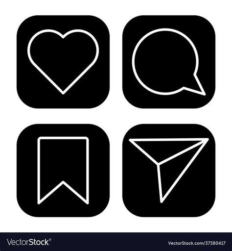 Instagram Like Comment Share And Save Icons Web Flat Icons Vector