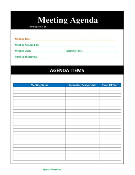Printable Meeting Agenda Template