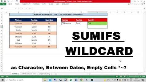 SUMIFS Wildcard As Character Between Dates Empty Cells How To Use