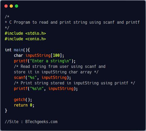 how to print string in c c program to read and print string btech geeks