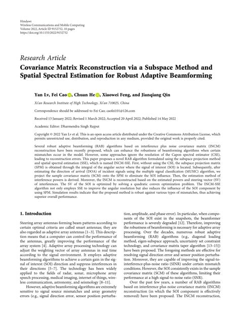 pdf covariance matrix reconstruction via a subspace method and spatial spectral estimation for