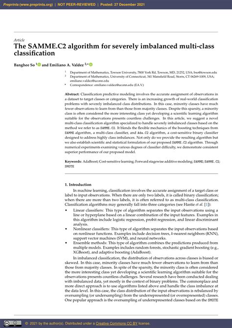 pdf the samme c2 algorithm for severely imbalanced multi class classification