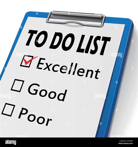 To Do List Clipboard With Check Boxes Marked For Excellent Good And