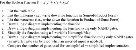 solved for the boolean function f x y x y xyz a list