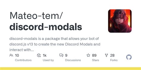 Github Mateo Tem Discord Modals Discord Modals Is A Package That