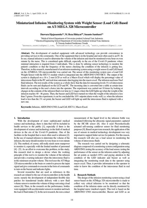 pdf miniaturized infusion monitoring system with weight sensor load cell based on at mega