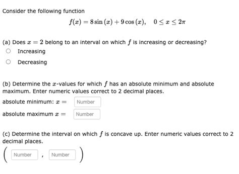 solved consider the following function f x 8 sin 2 9