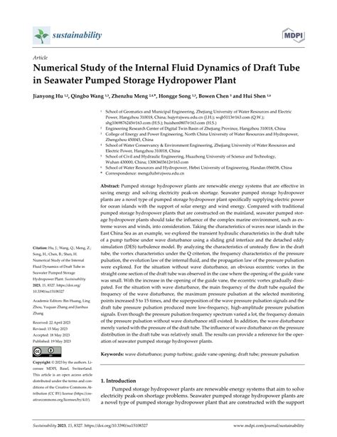 PDF Numerical Study Of The Internal Fluid Dynamics Of Draft Tube In