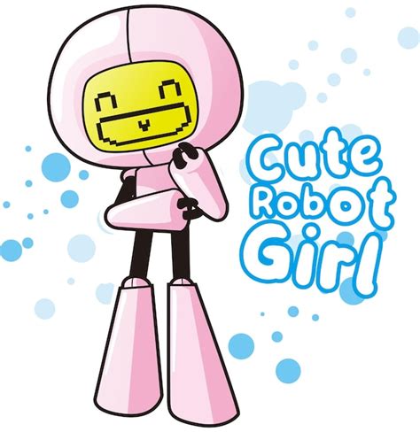 Premium Vector A Cartoon Character That Says Cute Robot Girl