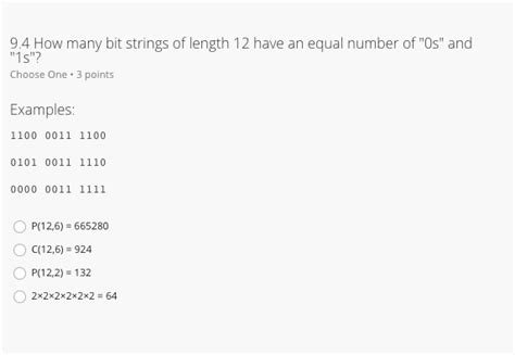 solved 9 4 how many bit strings of length 12 have an equal