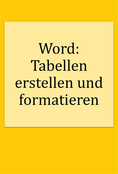 Eine Word Tabelle Erstellen Und Formatieren Artofit