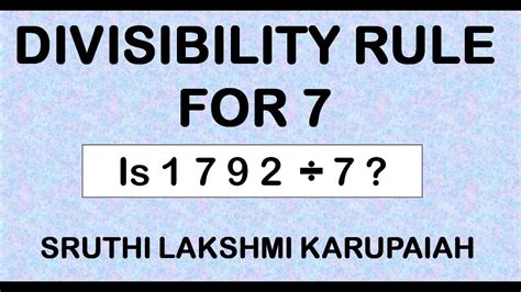 divisibility rule for 7 divisibility test check if any number is divisible by 7 youtube