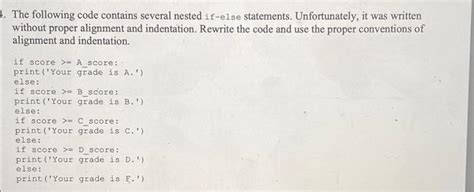 solved the following code contains several nested if else