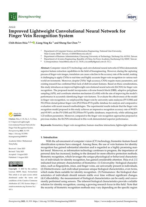 pdf improved lightweight convolutional neural network for finger vein recognition system