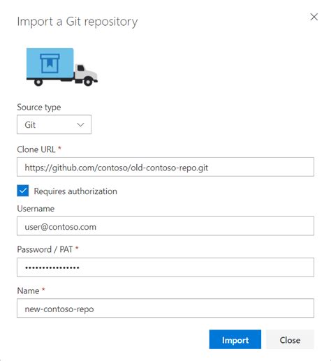import a git repo into your project azure repos microsoft docs
