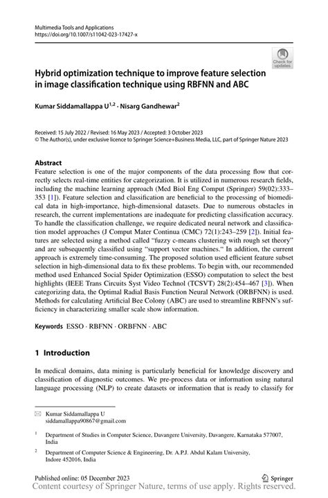 hybrid optimization technique to improve feature selection in image classification technique