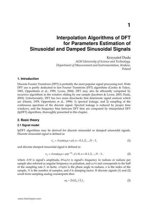 pdf interpolation algorithms of dft for parameters … pdfs 35213 intech