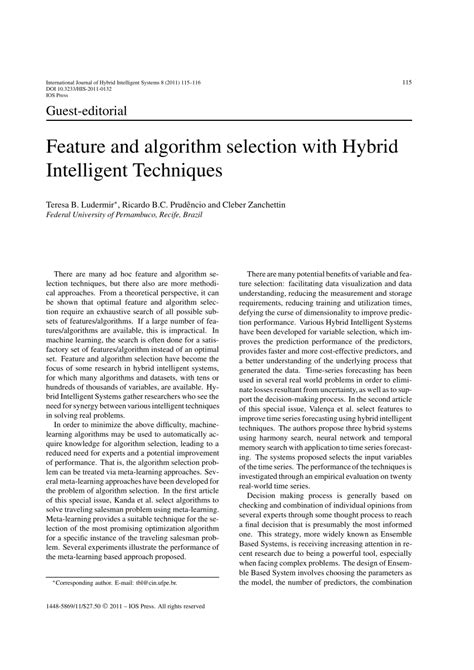 pdf feature and algorithm selection with hybrid intelligent techniques
